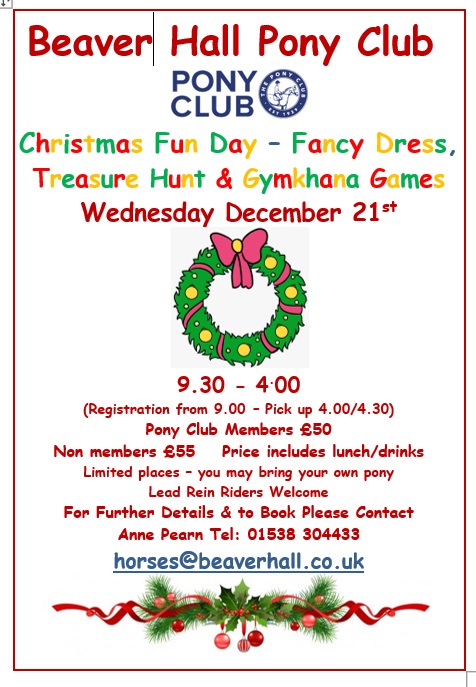 Pony Club Xmas Fun Day | Beaver Hall Equestrian Centre