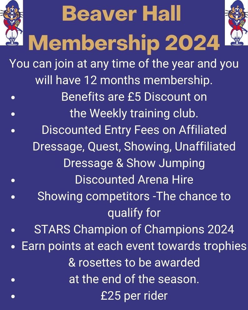 Beaver Hall Membership 2024 | Beaver Hall Equestrian Centre