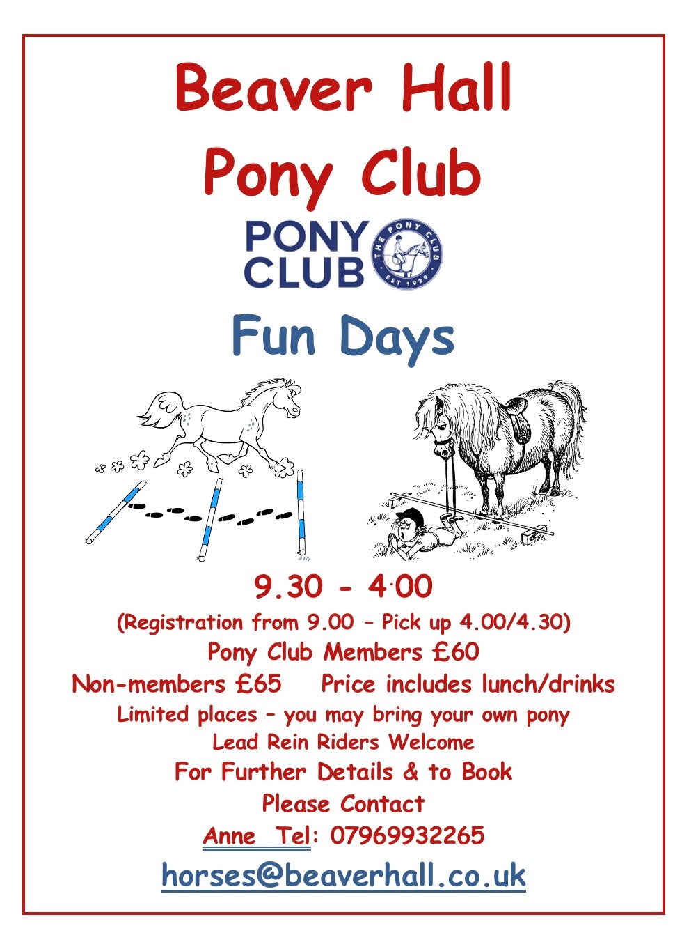 Pony Club Fun Days | Beaver Hall Equestrian Centre